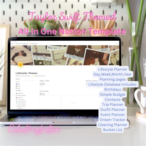 Taylor Swift Themed Notion Template Notion Template Etsy