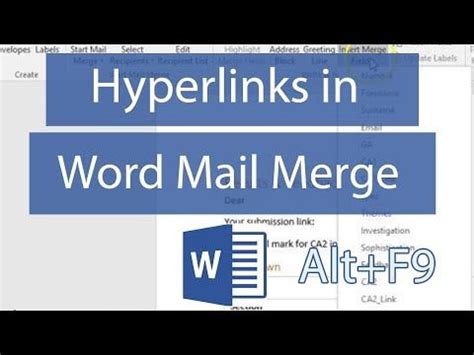 Personalized Hyperlinks In Mail Merge MS Word YouTube Mail Merge