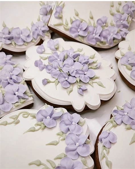 Decorated Cookies With Purple Flowers
