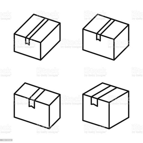 배달 상자의 편집 가능한 세트 아이콘 흰색 배경에 분리된 벡터 그림 프레젠테이션 웹 사이트 또는 모바일 앱에 사용 상자에 대한 스톡 벡터 아트 및 기타 이미지 Istock