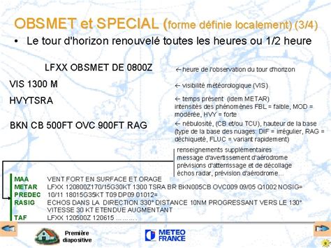 Observation Et Messages Dobservation Metar Et Speci Structure