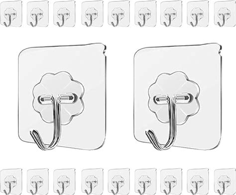 LABOTA Klebehaken Extra Stark 20 Stück Haken Selbstklebend Transparent
