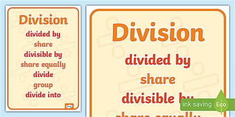 Division Meaning And Vocabulary Poster Twinkl Twinkl
