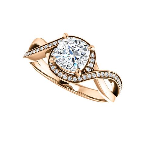 Cushion Shape Bypass Halo Style Engagement Ring Everandever