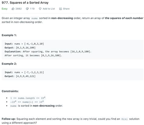 Leetcode Squares Of A Sorted Array Snailtyan