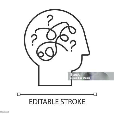 困惑的頭腦線性圖示心理鍛煉 挑戰智力測試腦筋急轉彎邏輯問題細線插圖輪廓符號向量隔離輪廓圖可編輯筆劃向量圖形及更多可編輯筆觸圖片 Istock