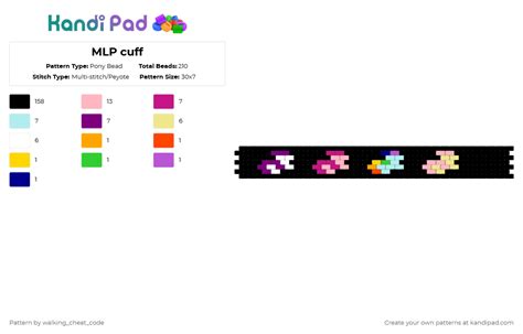 Mlp Cuff Pony Bead Pattern Kandi Pad Kandi Patterns Fuse Bead