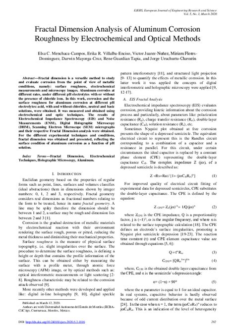Pdf Fractal Dimension Analysis Of Aluminum Corrosion Roughness By