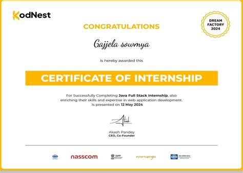 Gajjela Sowmya On Linkedin Java Sql Web Intership Dream Csr Kodnest