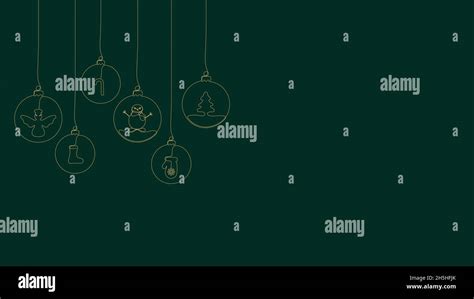 Christmas And New Year Composition Of Hanging Balls With Angel Tree Snowman Candy Cane