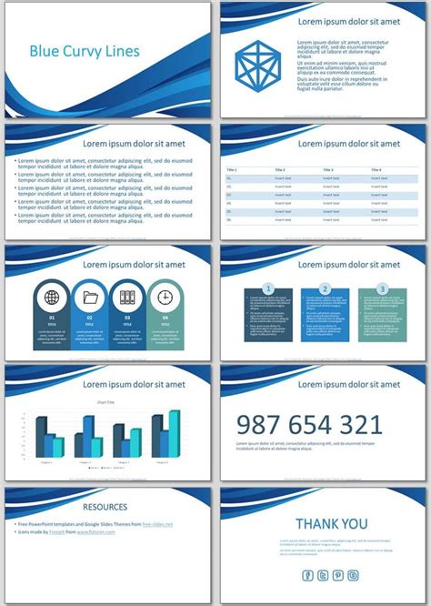 Blue Curvy Lines Free Powerpoint Template And Google Slides Theme Powerpoint Templates