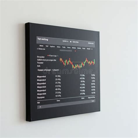 A Black Framed Rectangular Display Is Mounted On A White Wall Featuring A Digital Stock