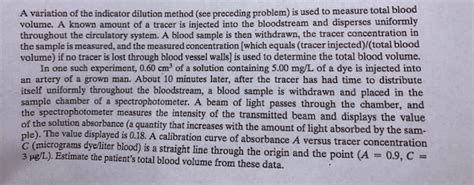 Solved A Variation Of The Indicator Dilution Method See