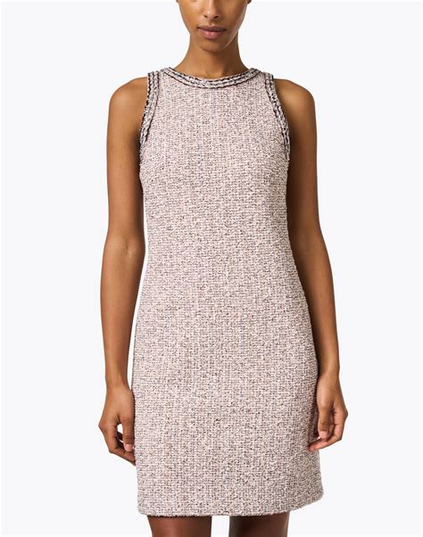 Pink Boucle Tweed Sheath Dress St John
