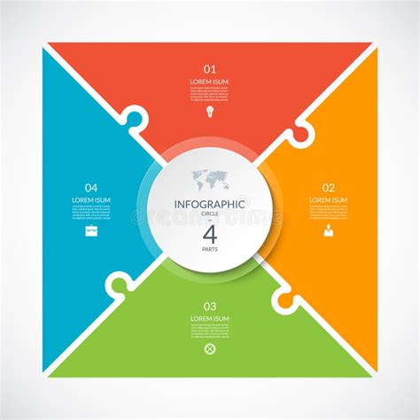 拼图样式信息图方模板 4个部件选项的矢量循环图 向量例证 插画 包括有 例证 难题 计划 抽象 237381787