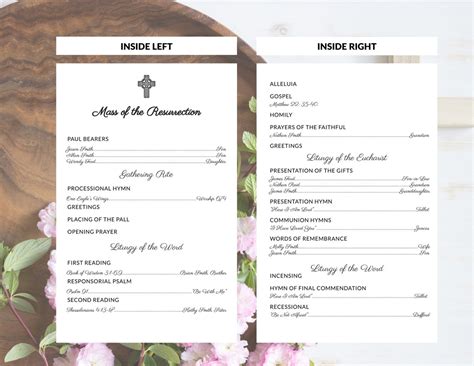 catholic funeral program necrological service funeral mass template