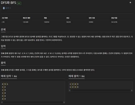 백준 1260 Dfs와 Bfs Dfs Bfs