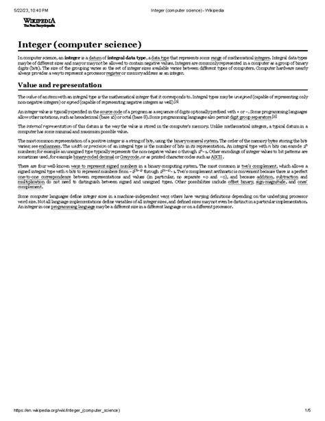 Integer Computer Science