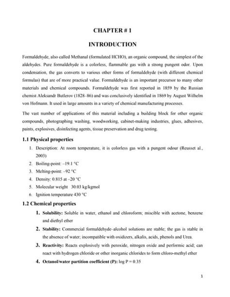 Simulation Of Formaldehyde Production Process Docx Chemistry Science