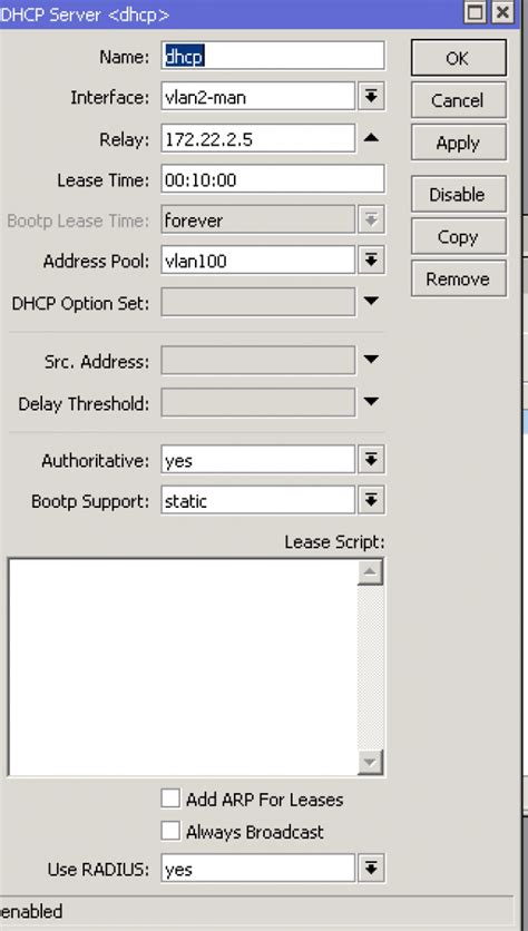 Mikrotik Routeros Dhcp Server Radius D Link Relay Opt