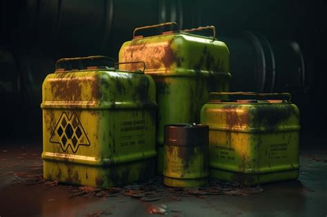 Premium Ai Image A Group Of Green Containers With The Word Nuclear On