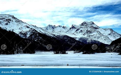 Switzerland St Moritz To Tirano Swiss Alps And Frozen Lakes Stock