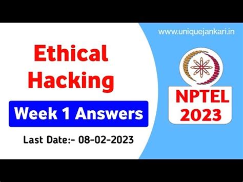 Ethical Hacking Week Assignment Answers NPTEL Unique Jankari YouTube