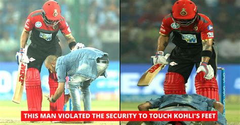 Virat Kohli Fan Broke The Security And Came To Touch Virats Feet