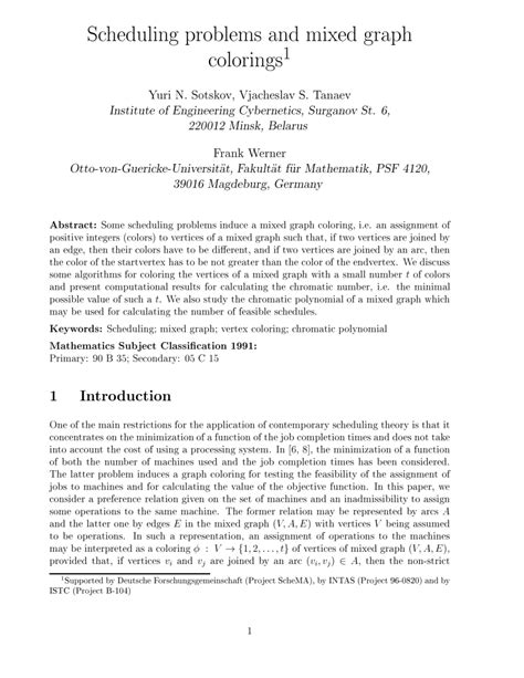Pdf Scheduling Problems And Mixed Graph Colorings