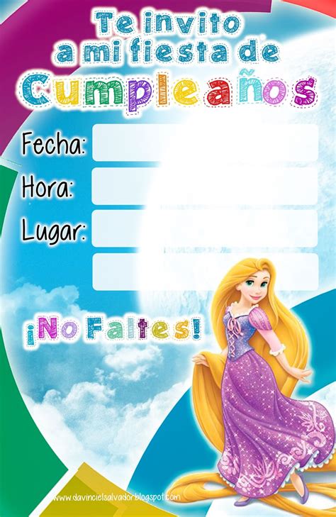 ¡descarga Gratis Invitación De Cumpleaños Rapunzel De Enredados