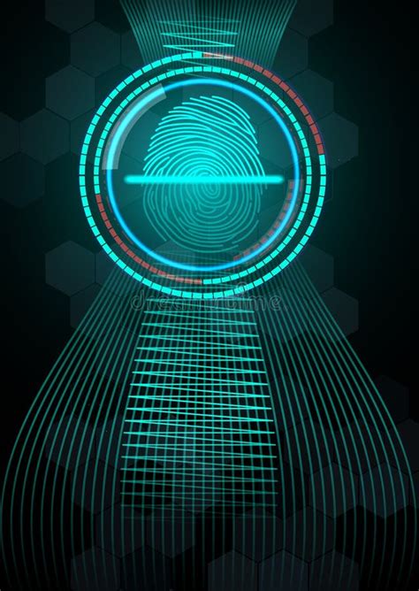 Fingerprint With Concept Green Abstract Technology Background Stock