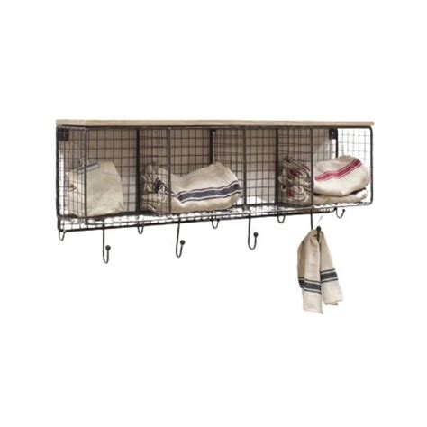 Kalalou Large Wire Mesh Four Horizontal Cubbies With Wooden Top Bed