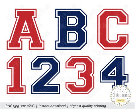 Collegiate Font Numbers