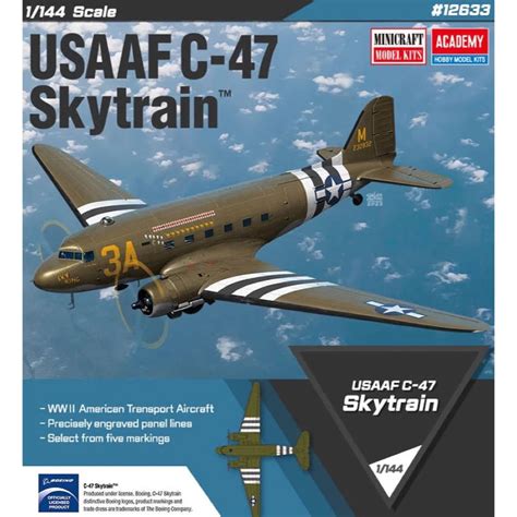 Academy 1 144 Usaaf C 47 Skytrain Plastic Model Kit Hobbytech Toys