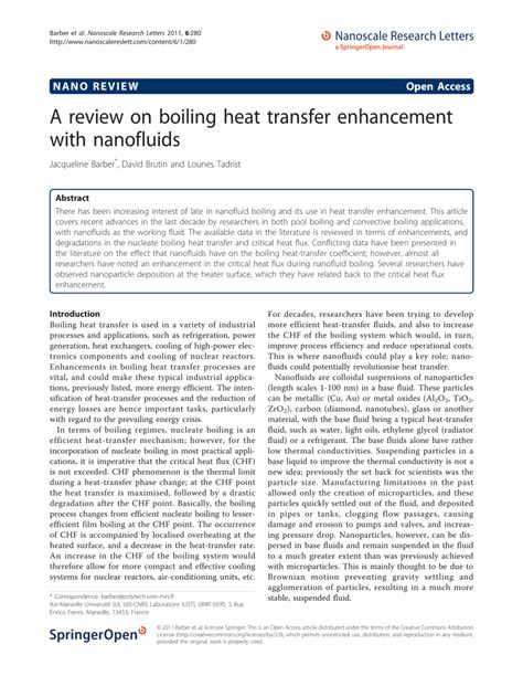 Pdf A Review On Boiling Heat Transfer Enhancement With Nanofluids