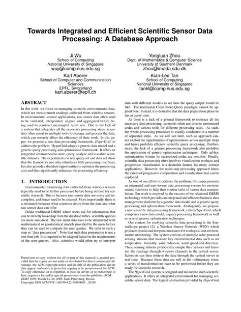 Pdf Towards Integrated And Efficient Scientific Sensor Data