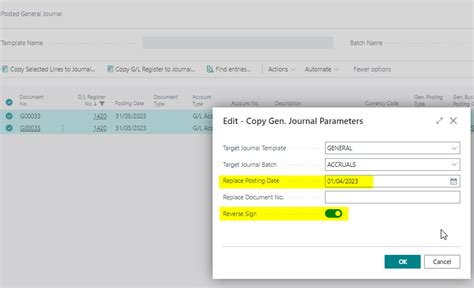 Dynamics 365 Business Central How To Reverse A Journal On A Different Date Using The Posted