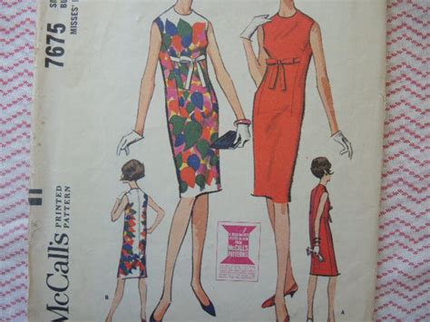Vintage 1960s Mccalls Sewing Pattern 7675 Sleeveless Dress Size 10 Etsy