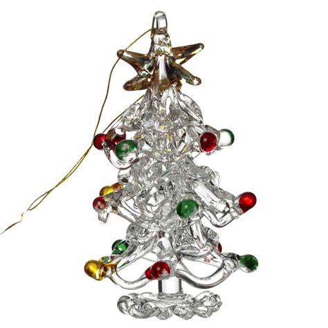 Glass Christmas Tree With Coloured Baubles Hanging Decoration The