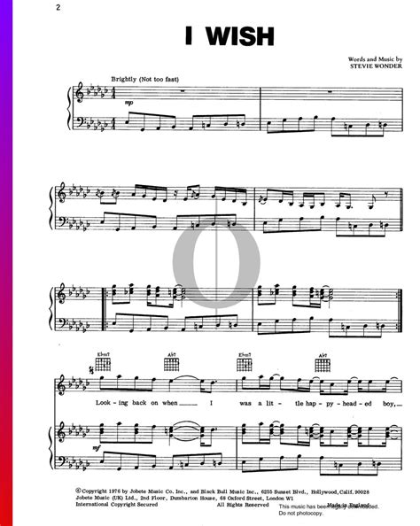 I Wish Stevie Wonder Piano Sheet Music Oktav