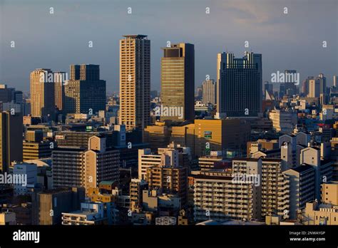 Downtown City View From Tsutenkaku Tower In Shinsekai Neighborhood