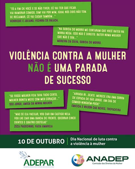 10 De Outubro Dia Nacional De Luta Contra A Violência à Mulher Adepar