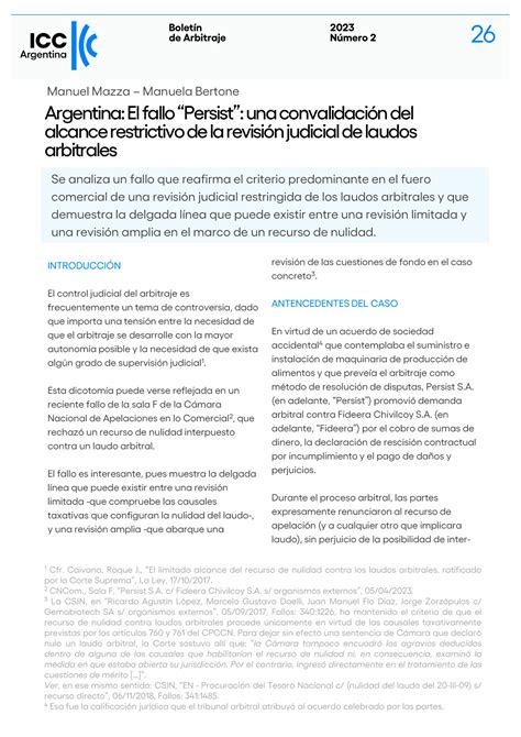 Argentina El Fallo “persist” Una Convalidación Del Alcance