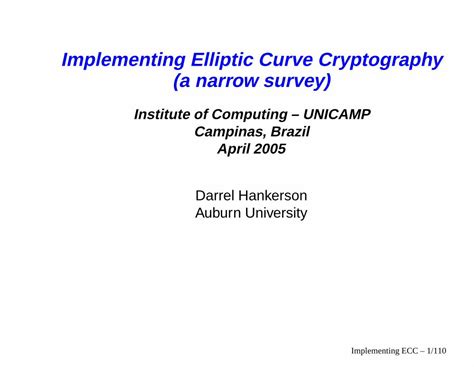 pdf implementing elliptic curve cryptography a narrow survey