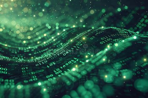 Digital Image Of Background Of Digital Code In Shades Of Green With Binary Numbers Flowing
