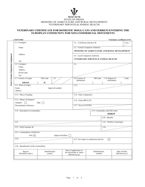 Veterinary Certificate For Eu Pet Travel