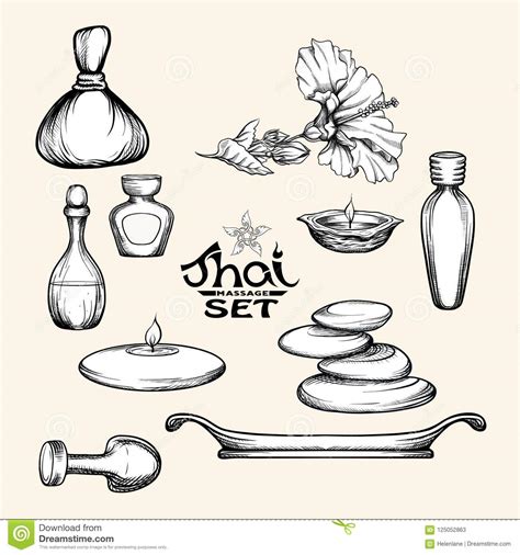 A Set Of Items For Thai Massage Stock Vector Illustration Stock