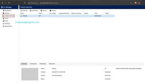 Manage Hyper V VMs Using Hyper V Manager Web Interface