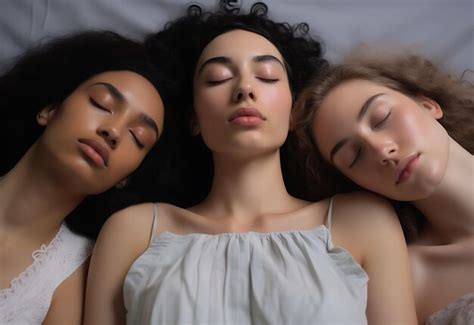 Premium Ai Image Serenity In Slumber Three Adorable Women Dreaming