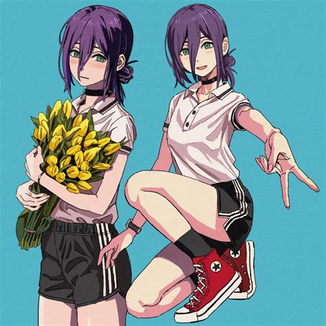 Safebooru Absurdres Black Choker Blue Background Chainsaw Man Choker
